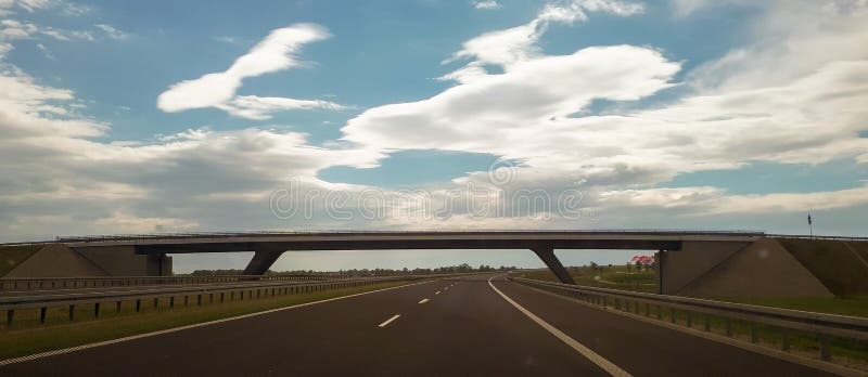 Modern Bridge Over Highway in Poland. Transportation Concept Stock ...