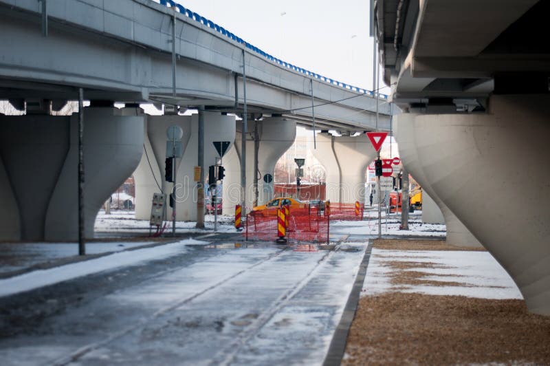 Modern bridge poles editorial stock image. Image of motion - 50396669