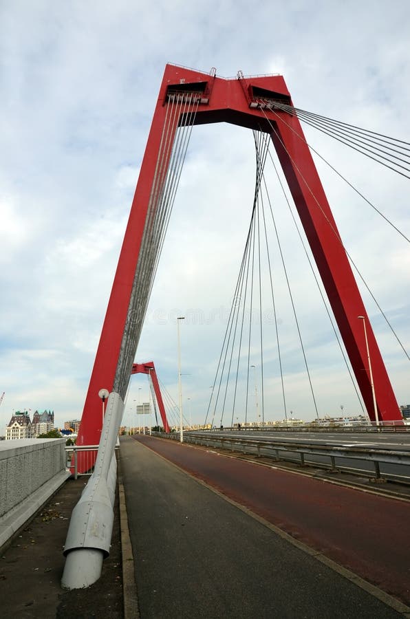 Modern Bridge in Rotterdam, Holland Stock Photo - Image of pavement ...