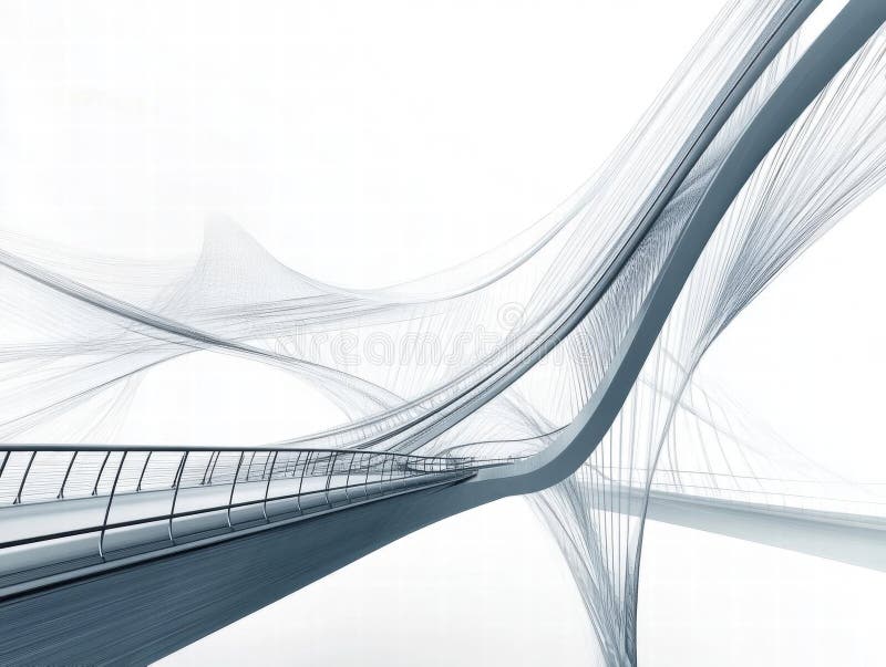 Modern Bridge Structure Spans White Void with Abstract Design ...