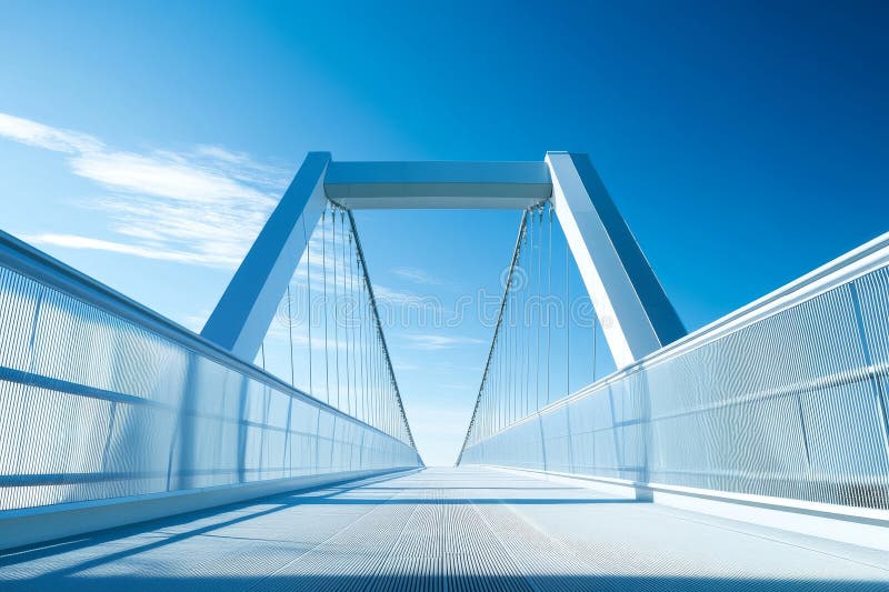 Modern Bridge Taken from a Low Angle with a Blue Sky Stock Illustration ...