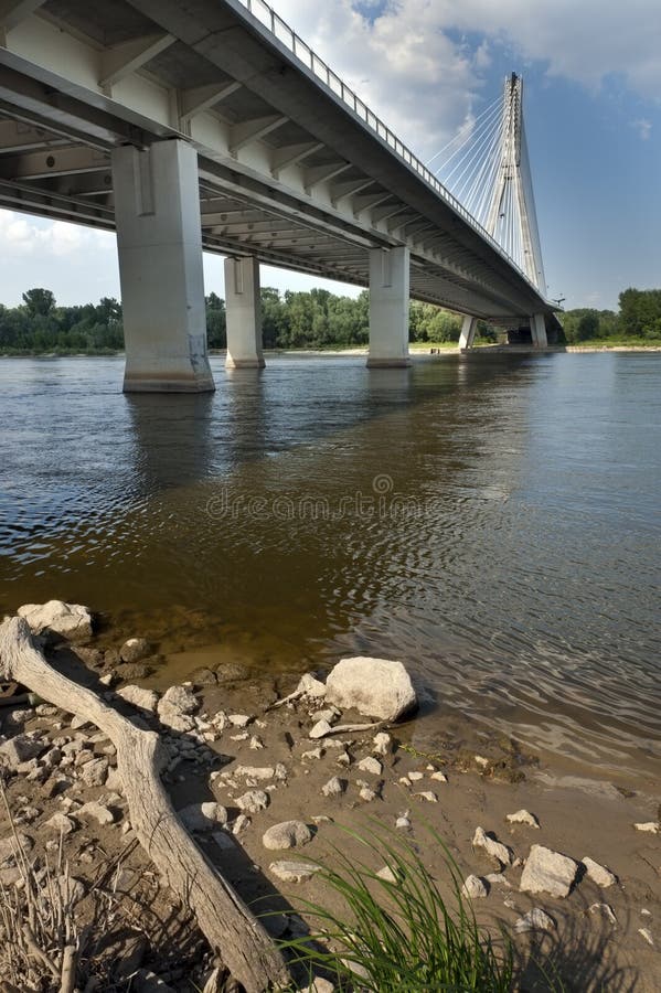 Modern bridge in Warsaw stock photo. Image of urban, swietokrzyski ...