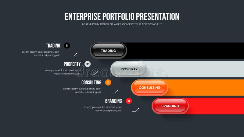 Modern Briefing 4 Element Diagram Slide Template. Stock Vector ...