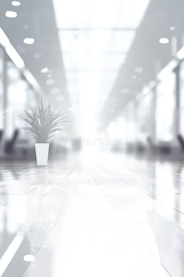 Modern, Bright, and Empty Office Hallway with a Plant, Perfect for ...