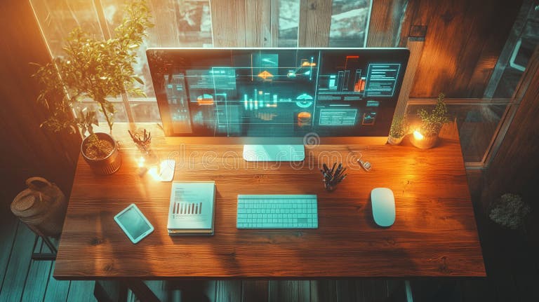 Modern Bright Home Office Showcases an Advanced Workflow Interface with ...