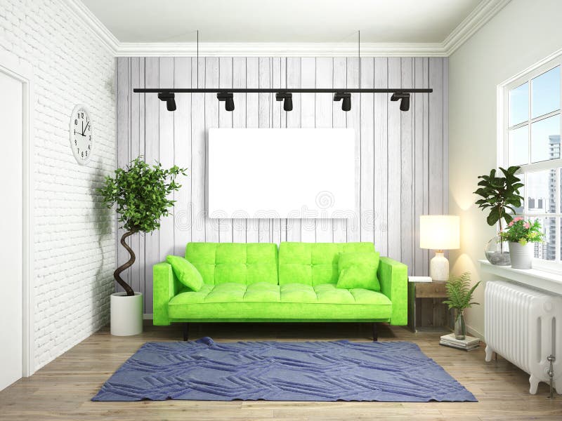 Modern Bright Interior . 3D Rendering Stock Illustration - Illustration ...