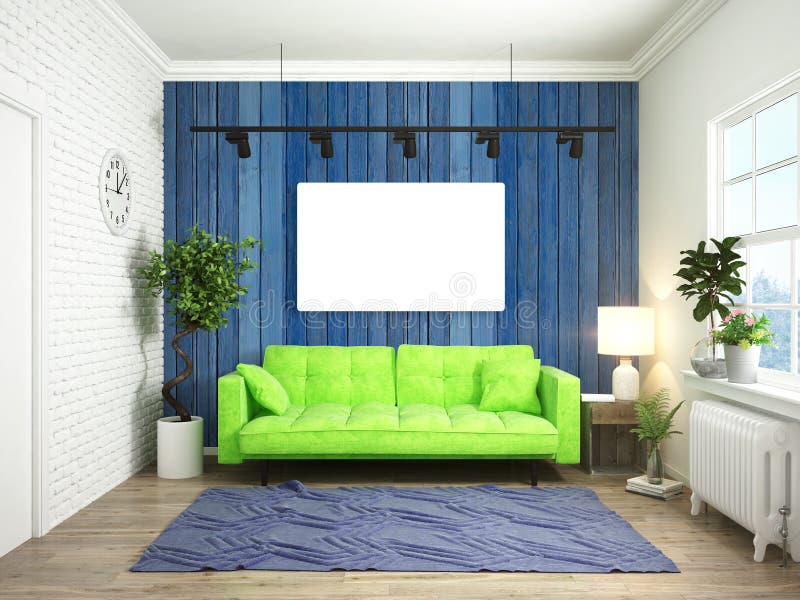 Modern Bright Interior . 3D Rendering Stock Illustration - Illustration ...