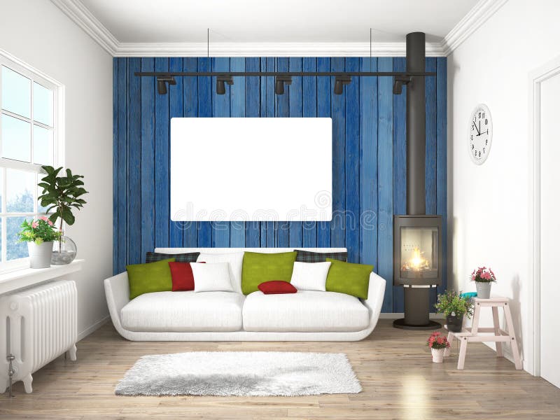 Modern Bright Interior . 3D Rendering Stock Illustration - Illustration ...