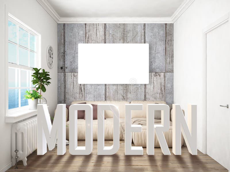 Modern Bright Interior . 3D Rendering Stock Illustration - Illustration ...
