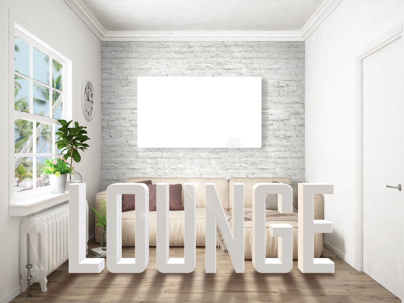 Modern Bright Interior . 3D Rendering Stock Illustration - Illustration ...