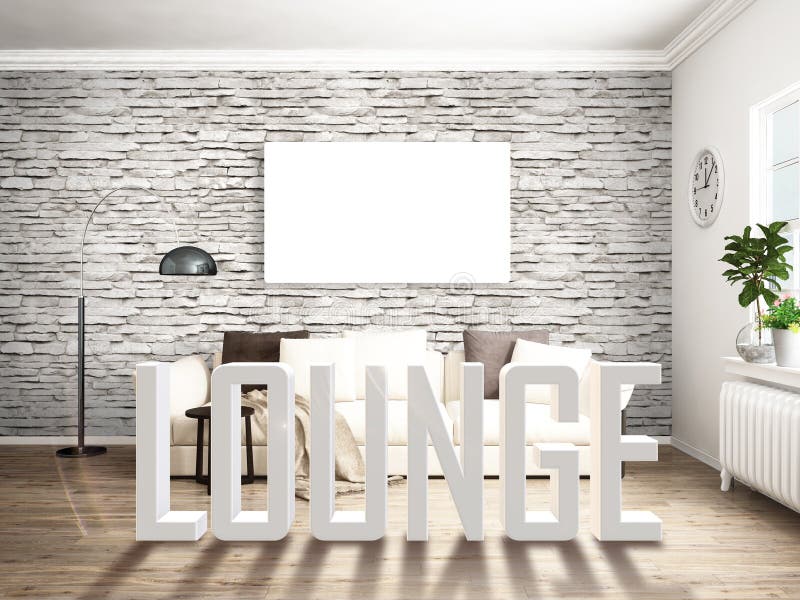 Modern Bright Interior . 3D Rendering Stock Illustration - Illustration ...