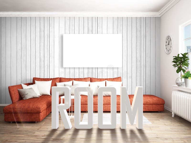 Word wow in room stock illustration. Illustration of loft - 104785489