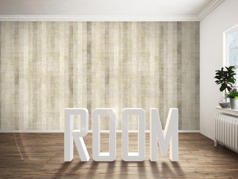 Word wow in room stock illustration. Illustration of loft - 104785489