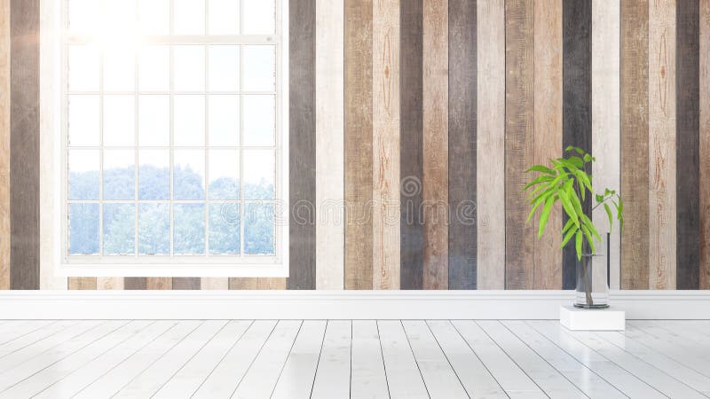 Modern Bright Interior with Large Window . 3D Rendering Stock ...