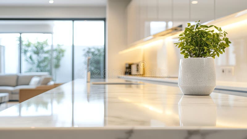 A Modern and Bright Kitchen Aesthetic Featuring a Stunning Marble ...