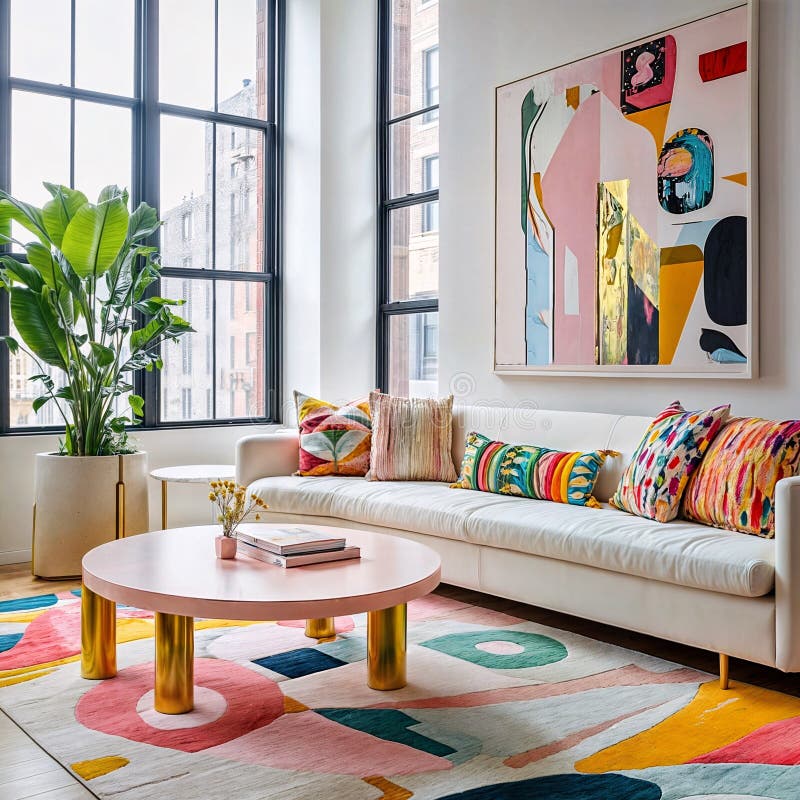 Modern and Bright Minimalist Waiting Room with Bright Colors and Lots ...