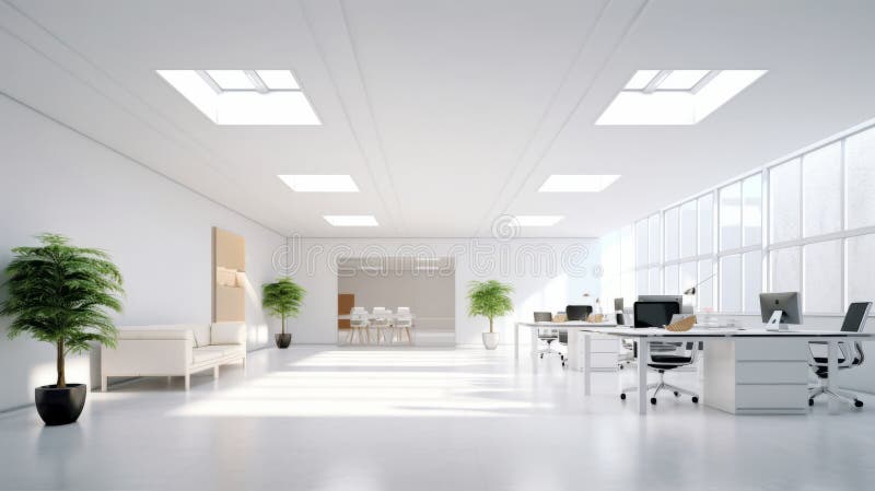 Modern Bright Office Interior Minimal Work Space. Generative AI. Stock ...