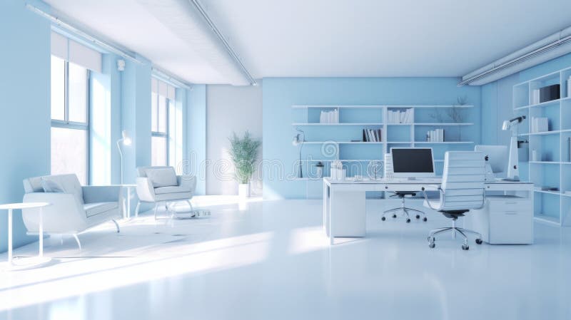 Modern Bright Office Interior Minimal Work Space. Generative AI. Stock ...
