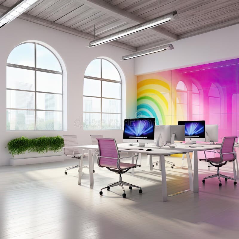 Modern Bright Office Interior - Workplace Stock Illustration ...