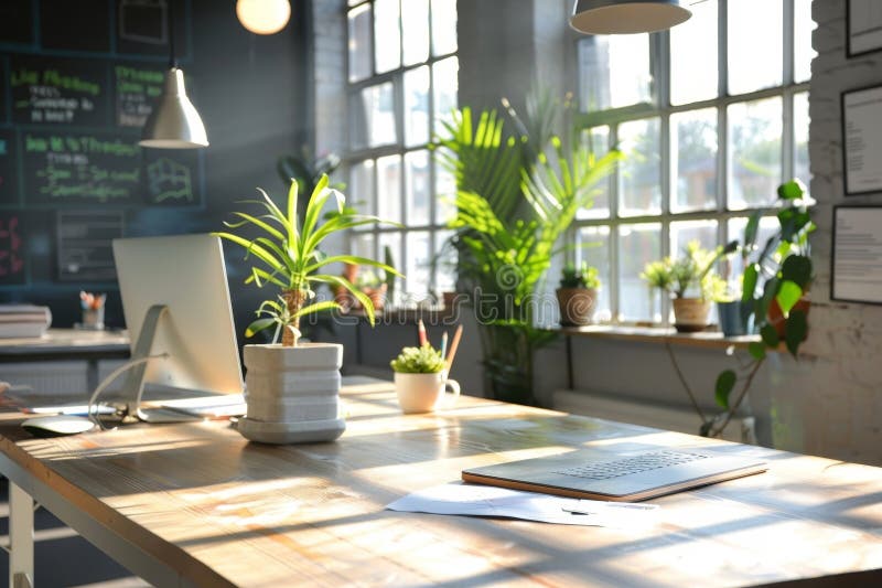 Modern and Bright Office Interiors with Stylish Workspace and ...