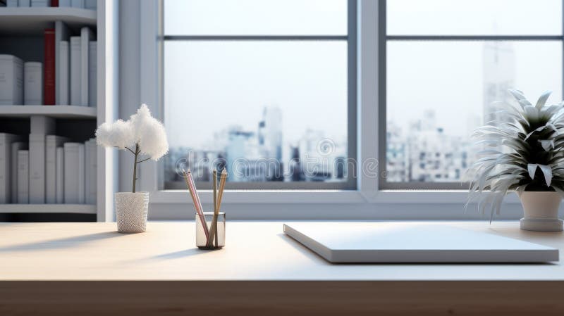 Modern Bright Office Workspace with Accessories on a White Tabletop ...