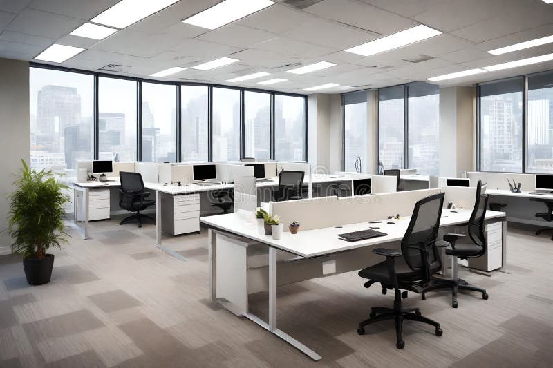 Modern Bright Open Office Interior with Glass Windows Ai Generate Stock ...