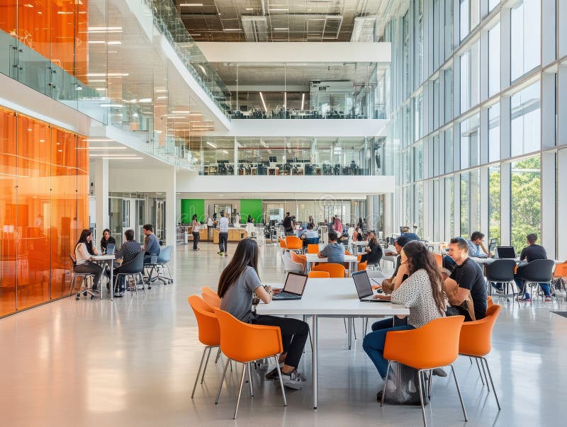 A Modern, Bright, Open-plan Workspace or Learning Environment with a ...