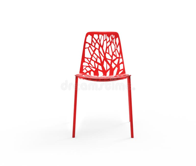 Modern Bright Red Clear Plastic Chair - Front View Stock Illustration ...