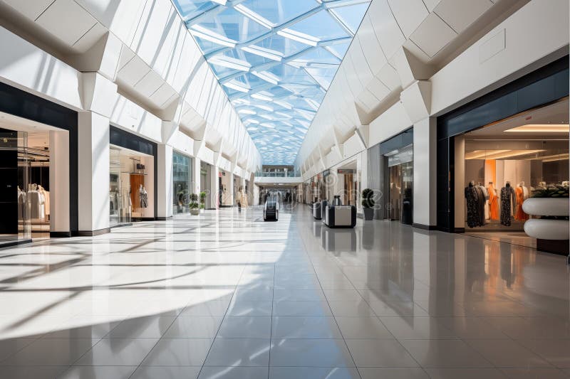 Modern and Bright Shopping Mall Interior with Elegant Design Stock ...