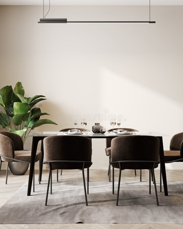 Modern Bright White Room Interior with Contemporary Table and Stools ...