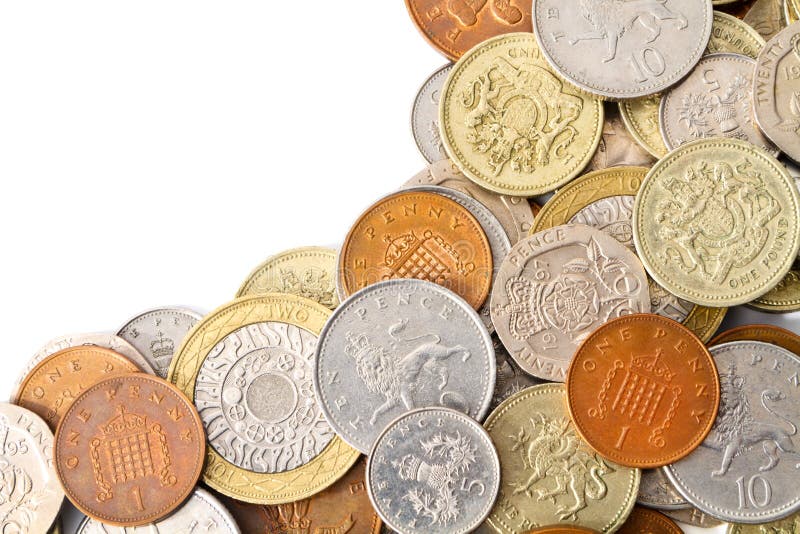 Modern British Coins with Copy Space Stock Photo - Image of metal, item ...