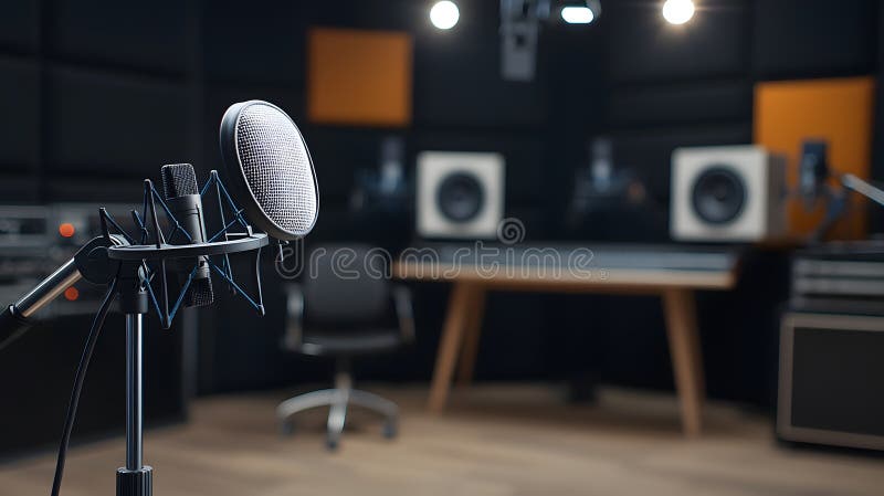 Modern Broadcasting Studio Setup Featuring Multiple Microphones and ...