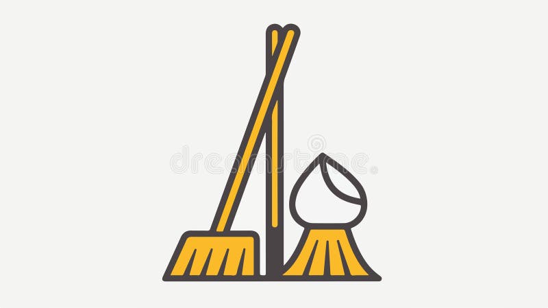 Modern Broom and Dustpan Outline Icons Vector Illustration Stock Vector ...