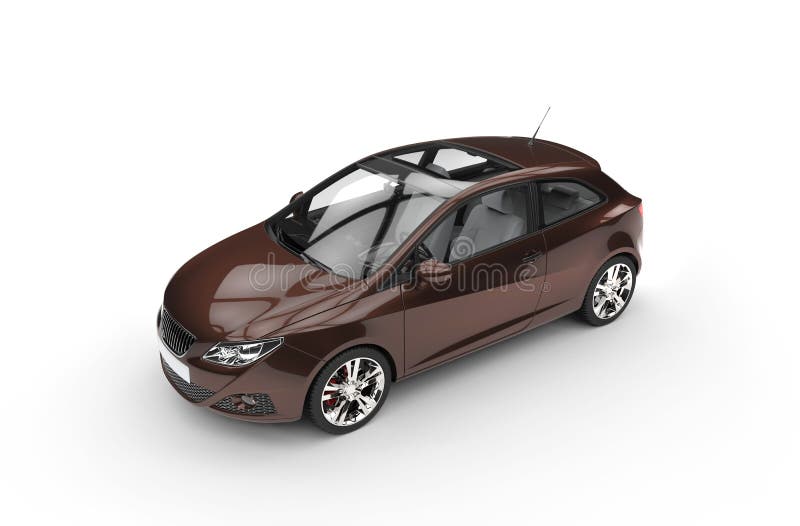 Modern Brown Car - Front Top View Stock Illustration - Illustration of ...