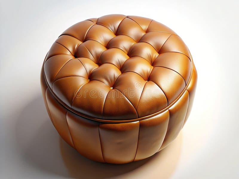 Modern Brown Puff Stool 3D Rendered Top View for Interior Design ...
