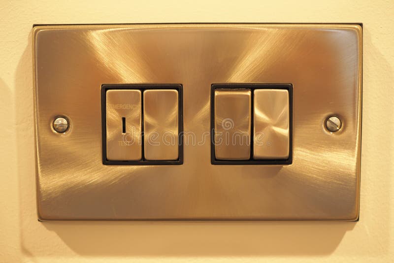 Modern Brushed Chrome Light Switches in Office Stock Photo - Image of ...