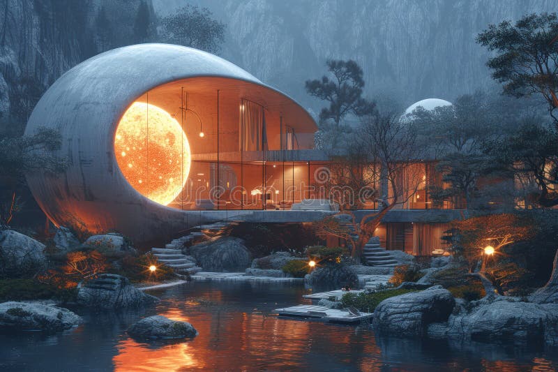 Modern Bubble House in the Natural Landscape Extreme Closeup ...