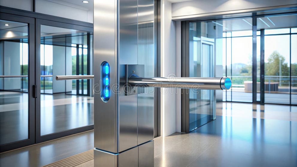 Modern Building Access Control System with Illuminated Panel and Sleek ...