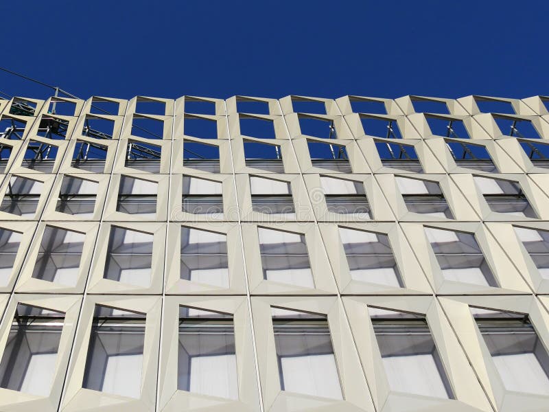 Modern Building Aluminum Facade Stock Image - Image of windows, blue ...
