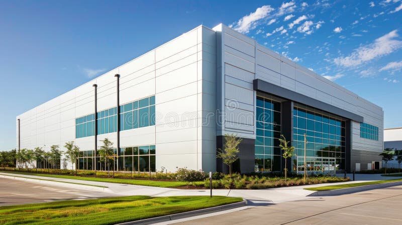 Modern Building in Aluminum Siding and Flat Angled Roofline and Front ...