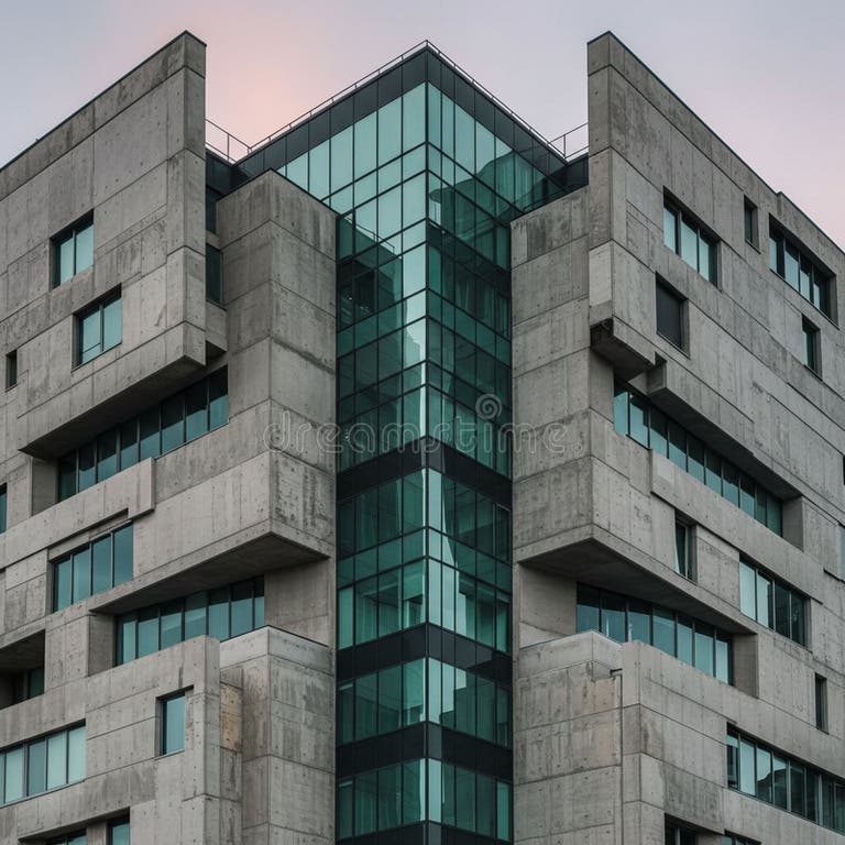 Modern Building with an Angular Design Featuring Exposed Concrete Walls ...