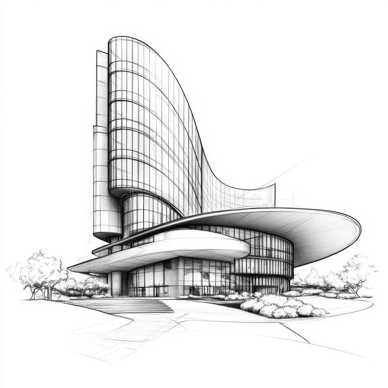 Modern Building Architectural Sketch Design Landscape Stock ...