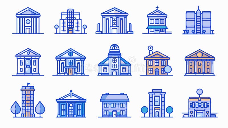 Modern Building Architecture Thin Line Icons for Design Projects Stock ...