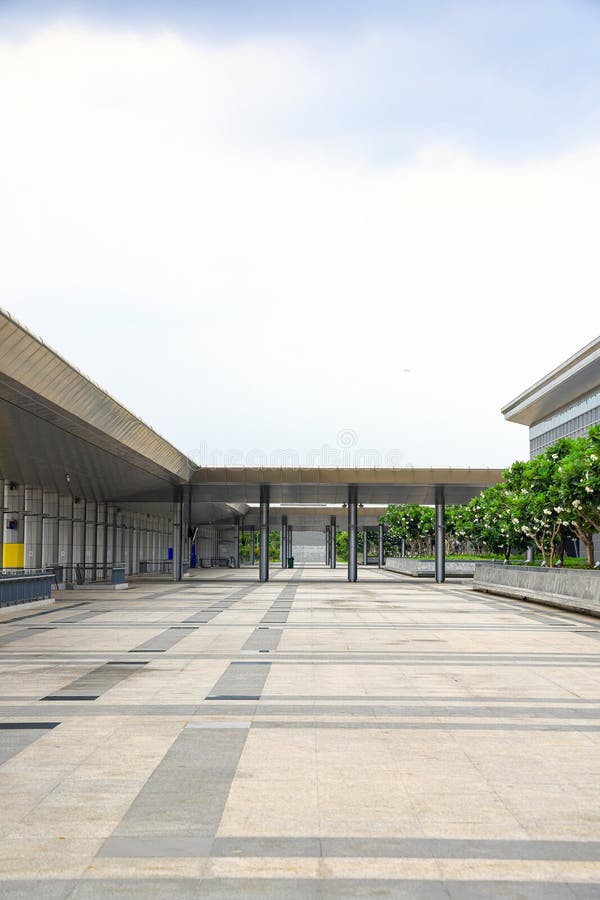 Modern Building Area, the Courtyard with Pedestrian Walkway in Front of ...