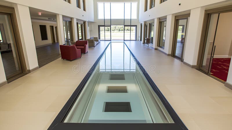 Modern Building Atrium Glass Floor Lobby View Stock Image - Image of ...