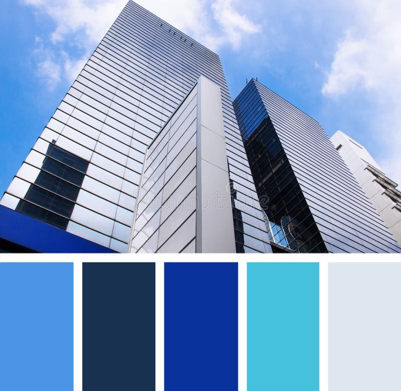 Modern Building on a Background Sky. Color Palette Swatches. Stock ...