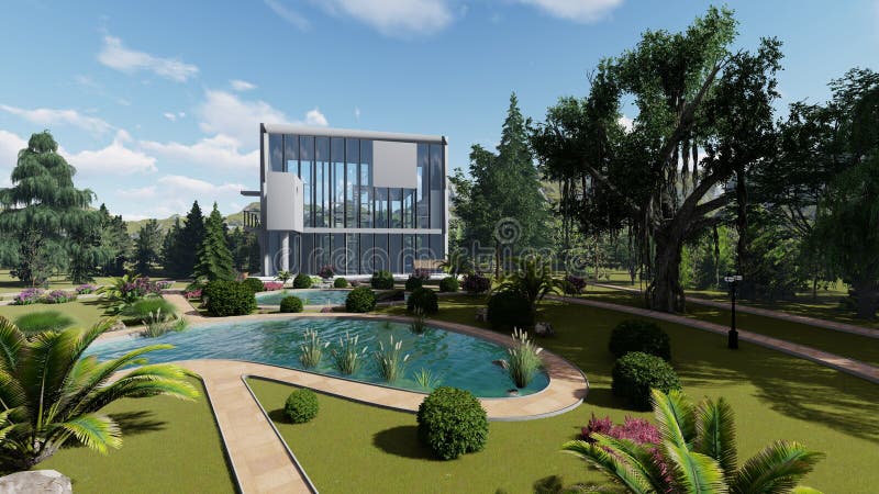 Modern building stock illustration. Illustration of facade - 267409469