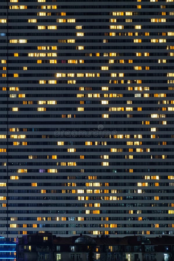 Modern Building Background Texture with Glowing Lights Stock Photo ...