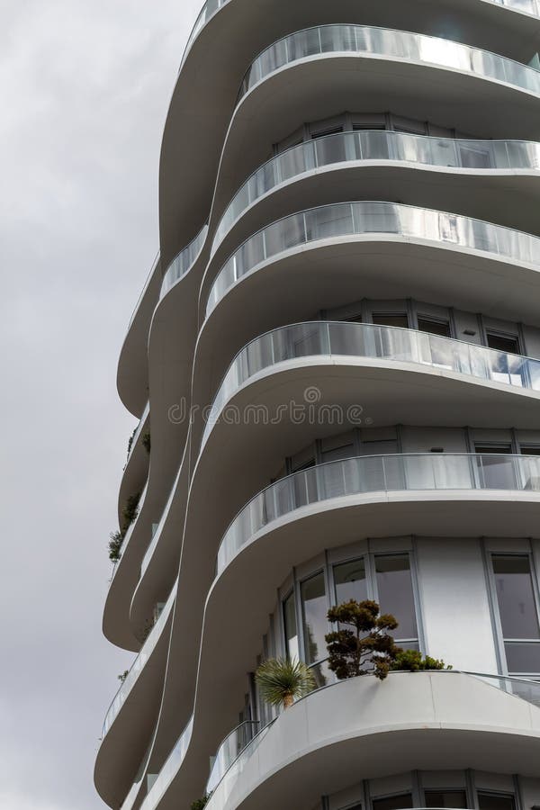 A Modern Building with Balconies Stock Image - Image of structure, blue ...