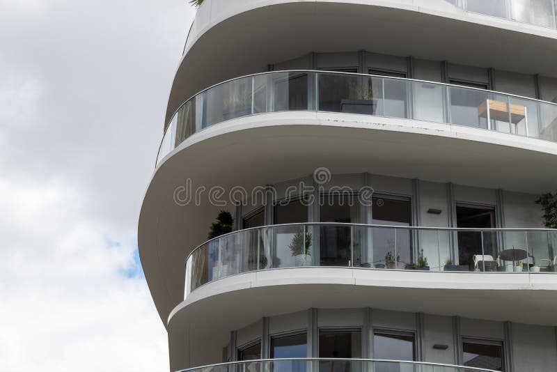 A Modern Building with Balconies Stock Photo - Image of city, modern ...